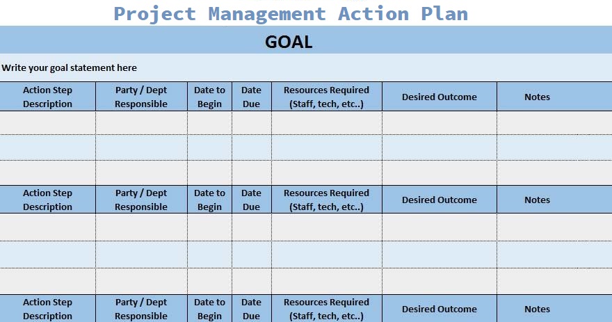 Project Management Action Plan Template Excelonist