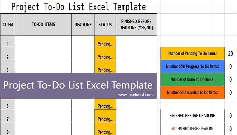 Download Project To Do List Excel Template Excelonist
