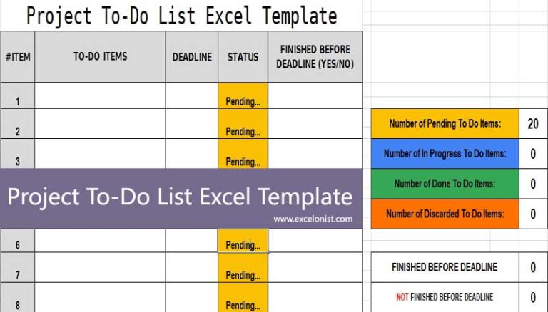 Download Project To-Do List Excel Template - Excelonist