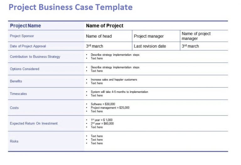 Download Project Business Case Template - EXCELONIST