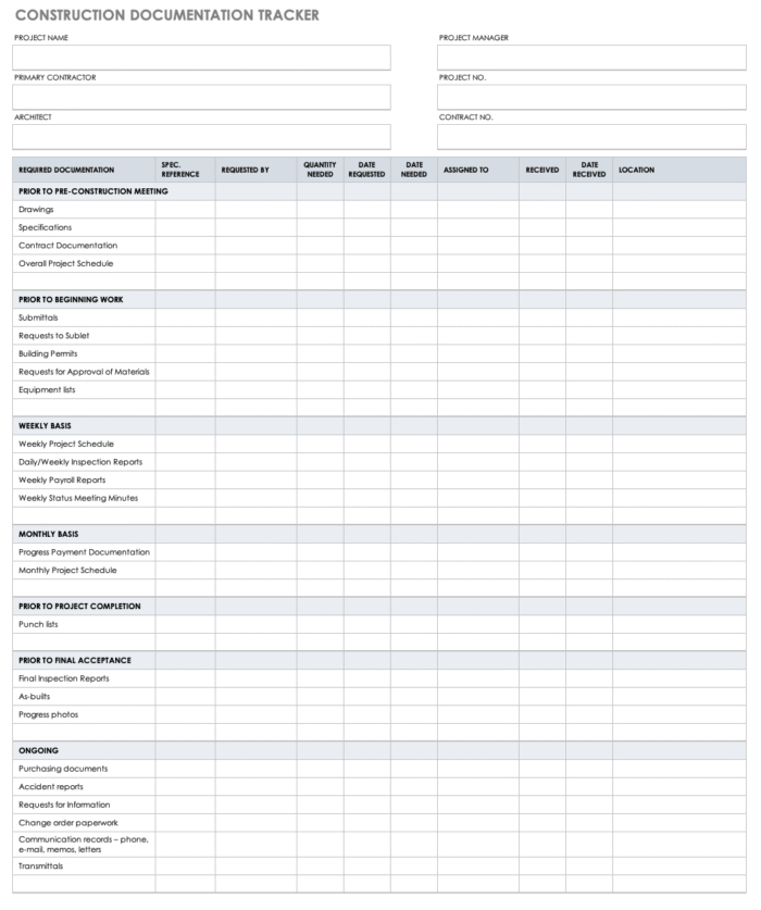 Project Document Tracker Excel Template - Excelonist